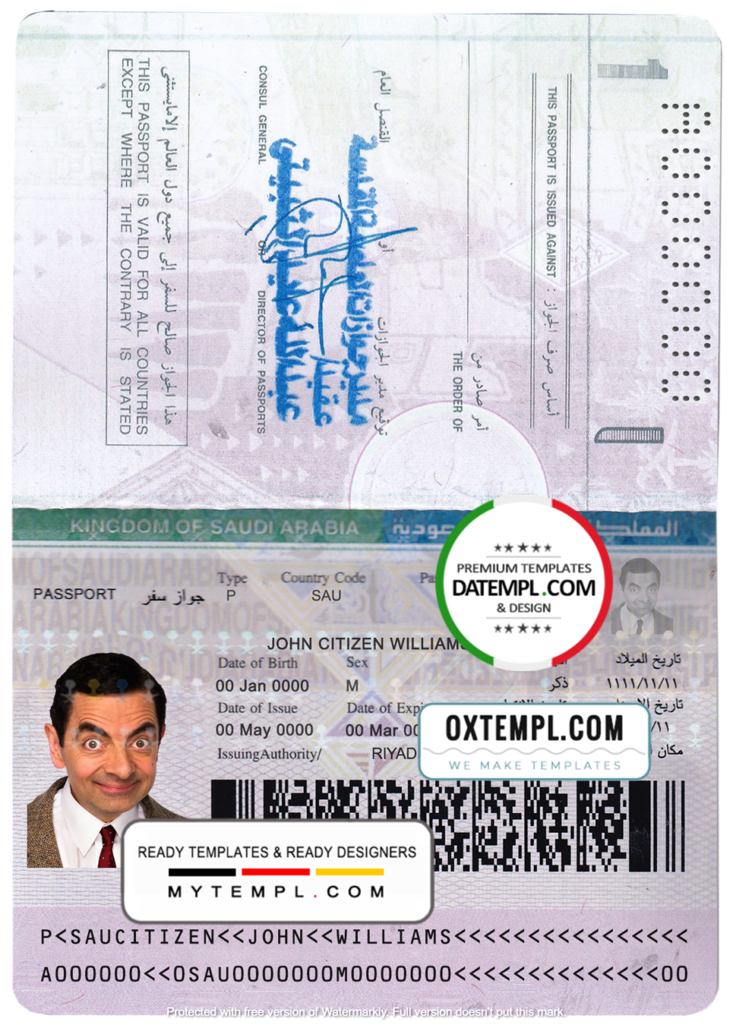 Saudi Arabia passport template in PSD format – Datempl – ready editable ...