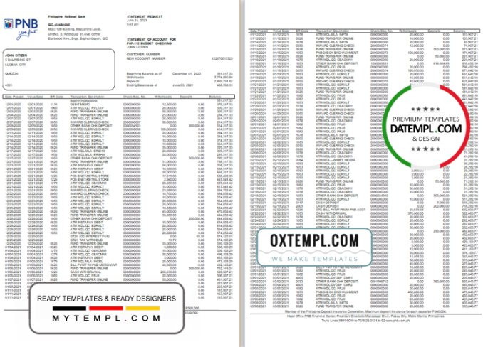 bank statement - Datempl - ready editable templates, ready friendly ...
