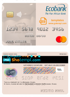 Ghana Ecobank Ghana mastercard template in PSD format