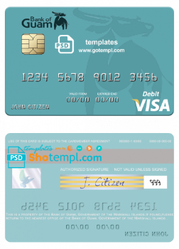 Marshall Islands Bank of Guam visa credit card fully editable template ...
