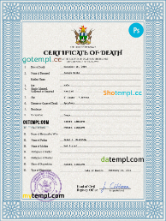 Zimbabwe death certificate PSD template, completely editable – Datempl ...