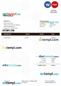 Music Band Invoice template in word and pdf format
