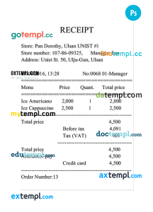 Receipt example PSD template – Datempl – ready editable templates ...